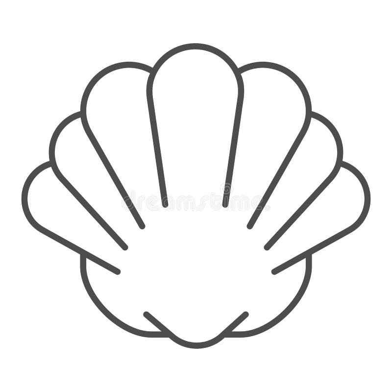 Shell Thin Line Icon, Ocean Concept, Shellfish Shell Sign on White ...