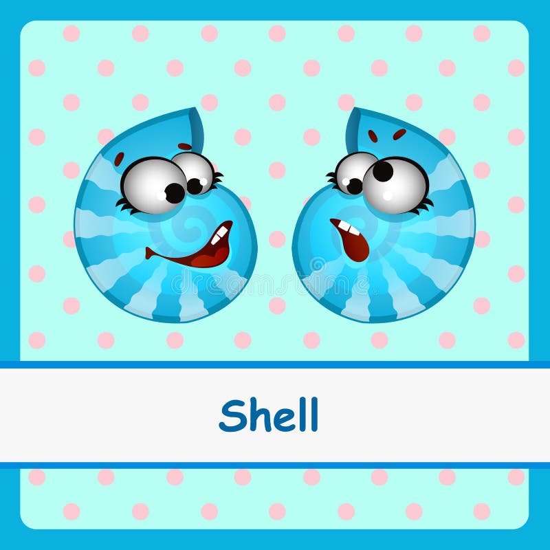 Shell, Two Funny Characters on a Blue Background Stock Vector ...