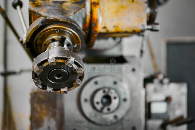 Shell Type End Mill Installed on Old Machine Tool in Shop Stock Photo ...