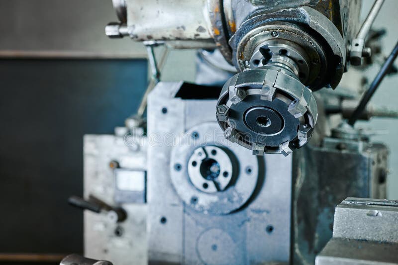 Shell Type End Mill Installed on Old Machine Tool in Shop Stock Image ...
