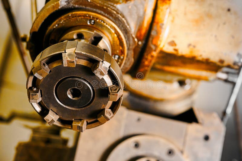 Shell Type End Mill Installed on Old Machine Tool in Shop Stock Image ...