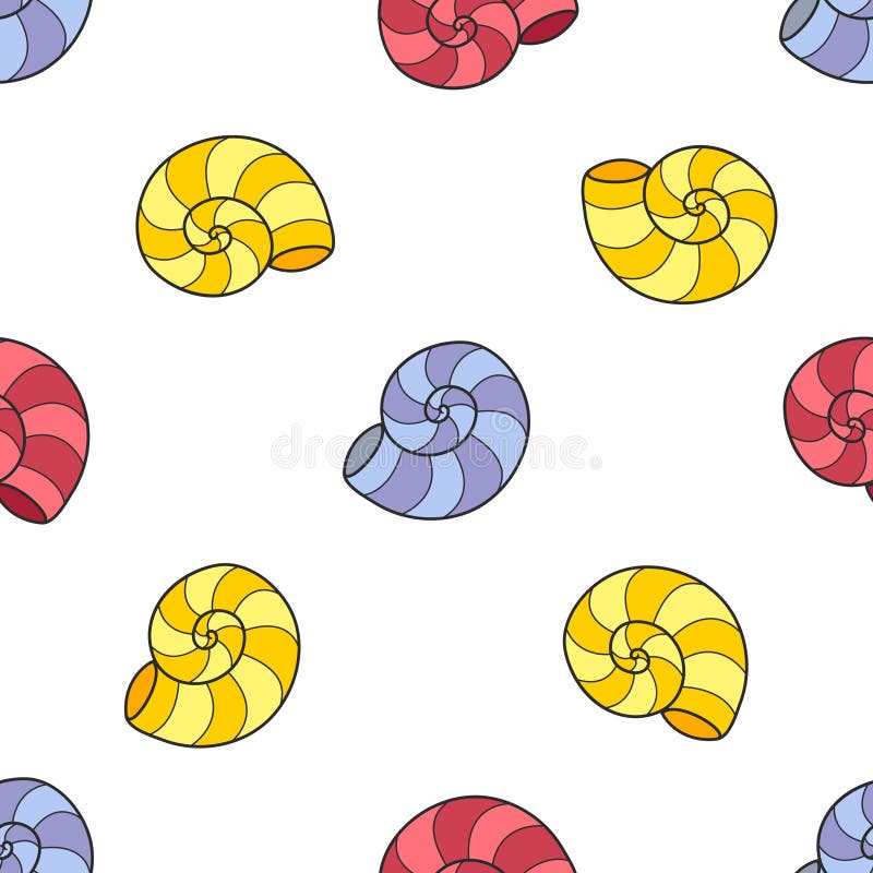 Shell. Vector Seamless Pattern Stock Vector - Illustration of seamless ...