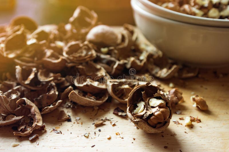 The shell of walnuts stock image. Image of organic, flavor - 169703157