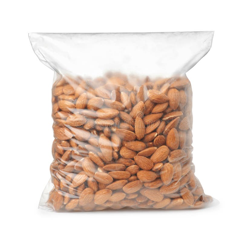 Shelled Almonds in Transparent Plastic Bag Stock Image - Image of ...