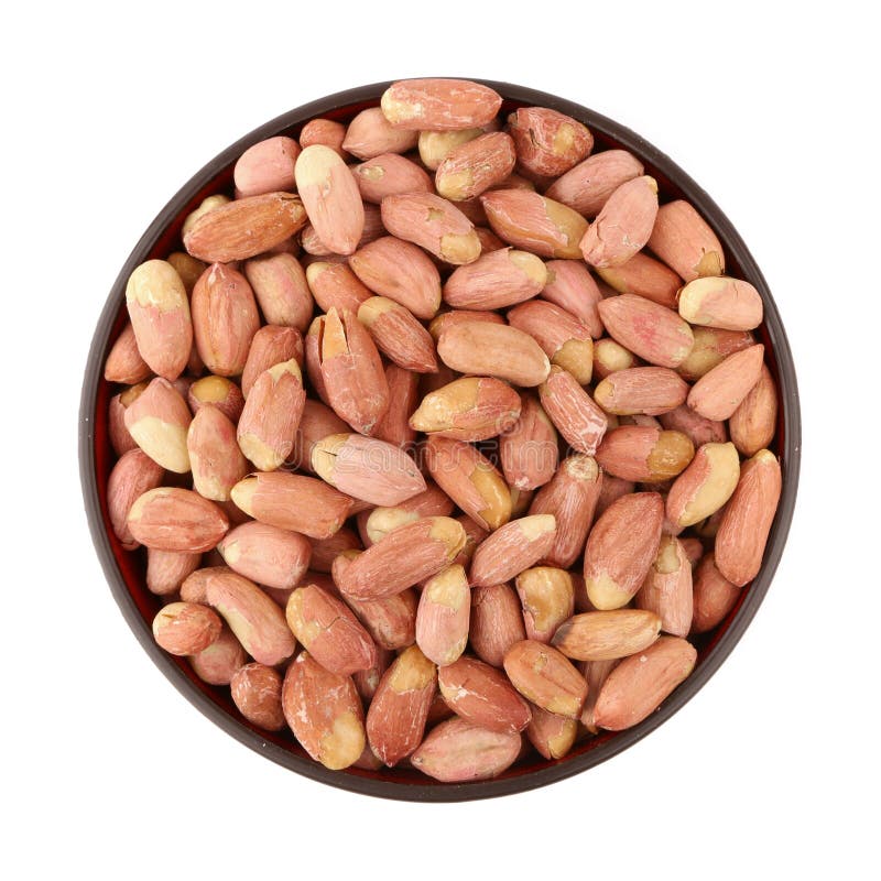 Shelled Raw Peanut Nuts on a Plate Isolated on White Background Stock ...