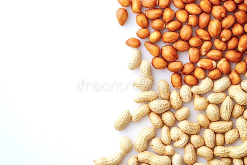 Peanuts with and without Shell Forming a Border on White Background ...
