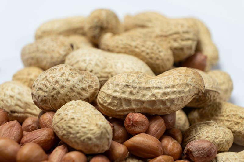 Shelled and Unshelled Peanuts Close-Up Stock Image - Image of ...