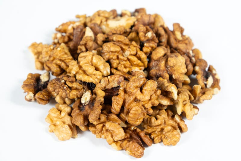 Shelled Walnuts on a White Background Close-up Stock Photo - Image of ...