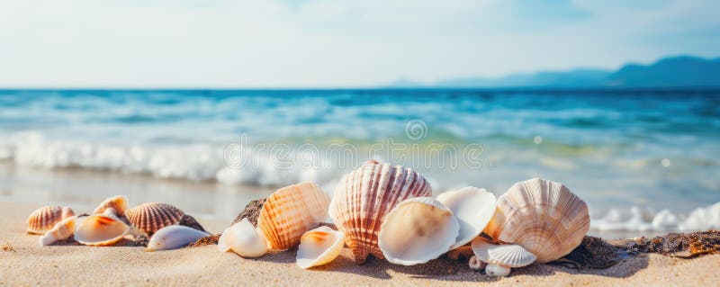Shellfish on the Beach Summer Vacation AI Generated Stock Image - Image ...