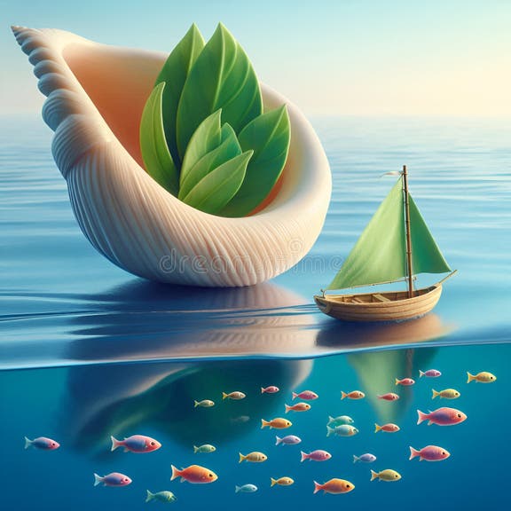 Simplicity on the Waves: Shellfish Boat Floating in the Sea Stock Photo ...