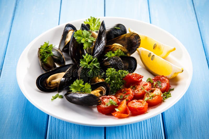 Shellfish stock image. Image of dish, cook, desk, sauce - 74717865