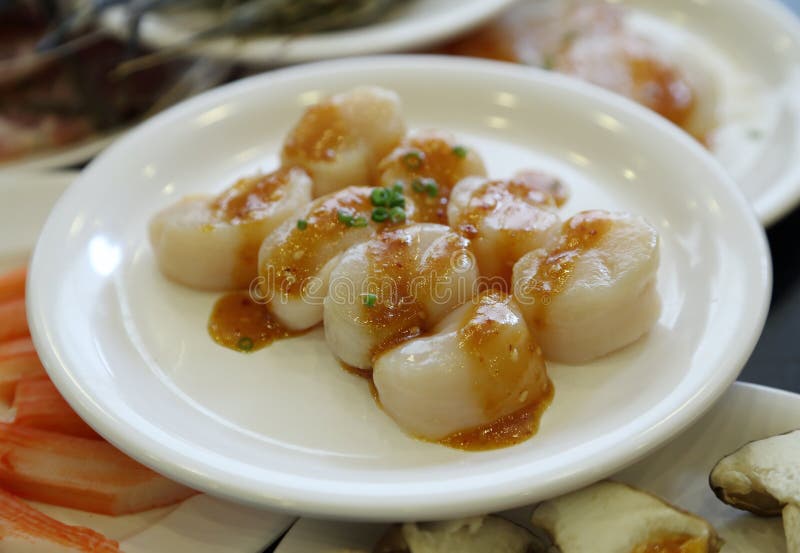 Shellfish food stock photo. Image of scallop, white, cooked - 42205352