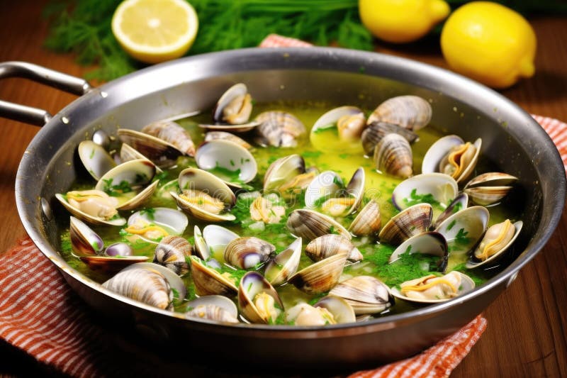 A Shellfish with Homemade Garlic Marinade Being Prepared in a Pan Stock ...