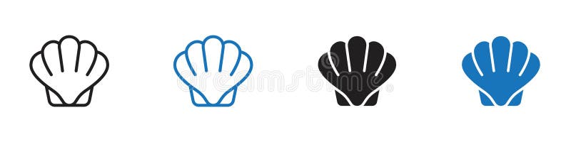 Shellfish Icon Linear Graphics Set Vector in Black Stock Illustration ...