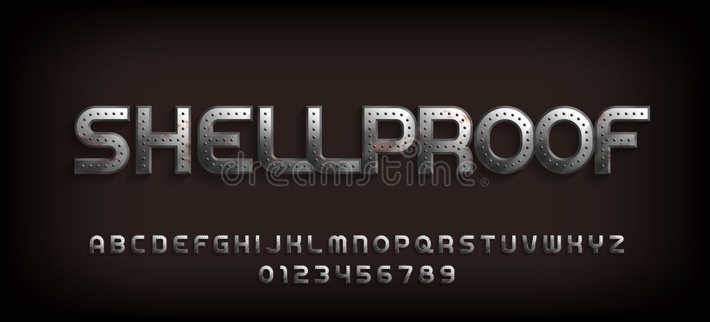 Metal Rivets Font Stock Illustrations – 464 Metal Rivets Font Stock ...