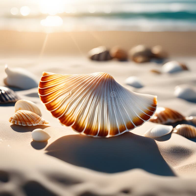 Shells on the Beach, AI-generatet Stock Illustration - Illustration of ...