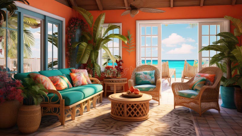 Shells Beach Interior Design Stock Illustration - Illustration of ...