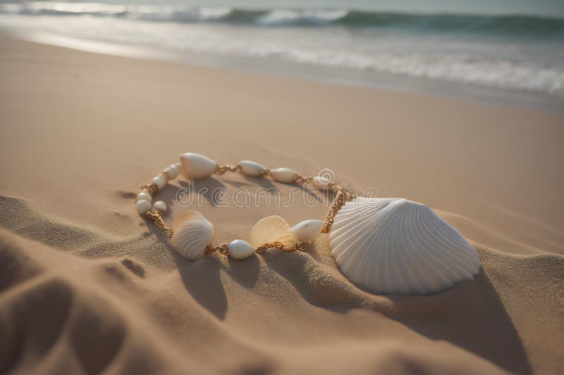 Shells on the Beach in the Morning. Ai Generated Stock Image - Image of ...