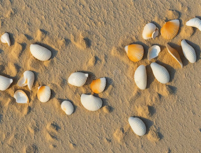 Shells on the beach stock illustration. Illustration of symbol - 265290453
