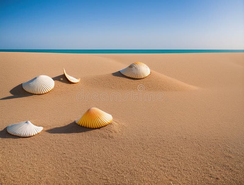 Shells on the beach stock illustration. Illustration of rock - 265290398