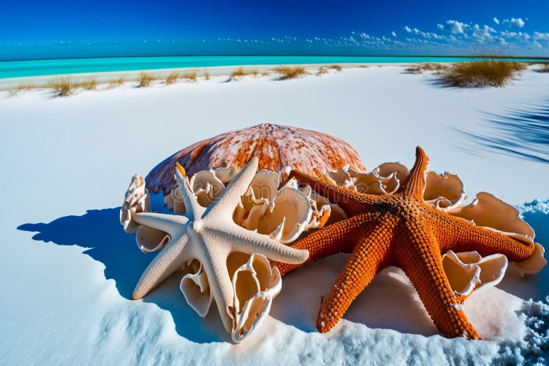 Shells and Carcasses of Starfish Corals on Fine White Stock ...