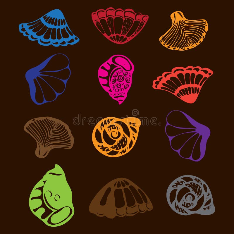 Shells stock vector. Illustration of colorful, blue, green - 66394315