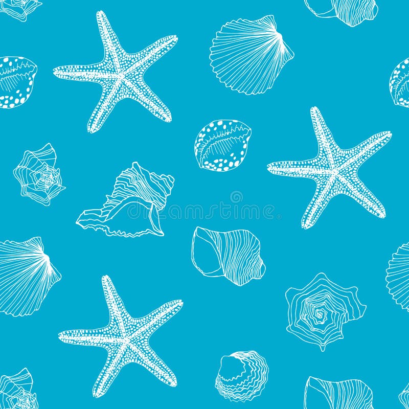 Shells pattern stock vector. Illustration of starfish - 45224880