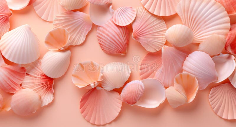 Shells in a Pink Color Background Stock Illustration - Illustration of ...