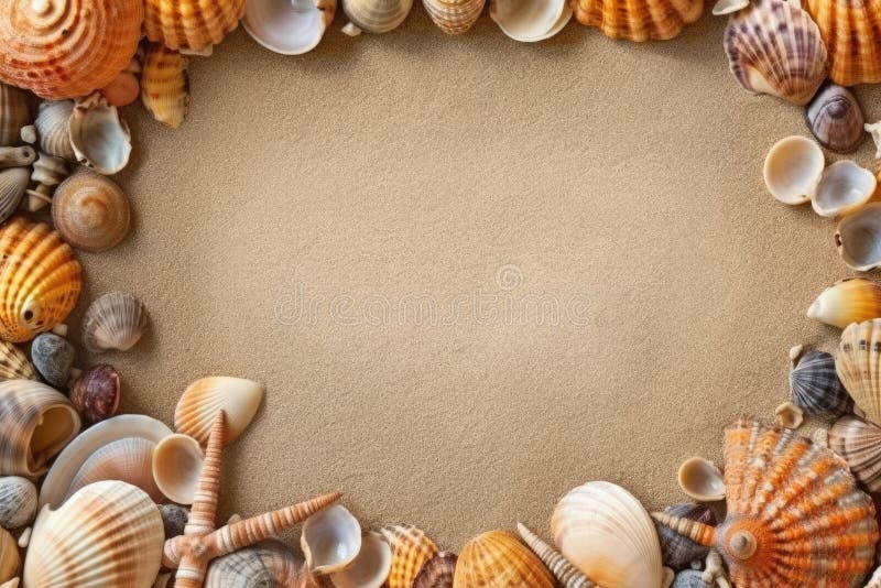 Shells on the Sand. Space for Text in the Center Stock Illustration ...