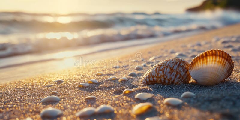 Shells on Sandy Beach stock photo. Image of sand, summer - 377410458
