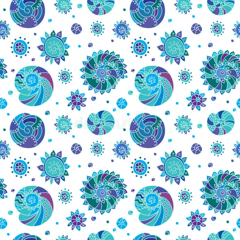 Shells seamless pattern stock vector. Illustration of seaweed - 61454941