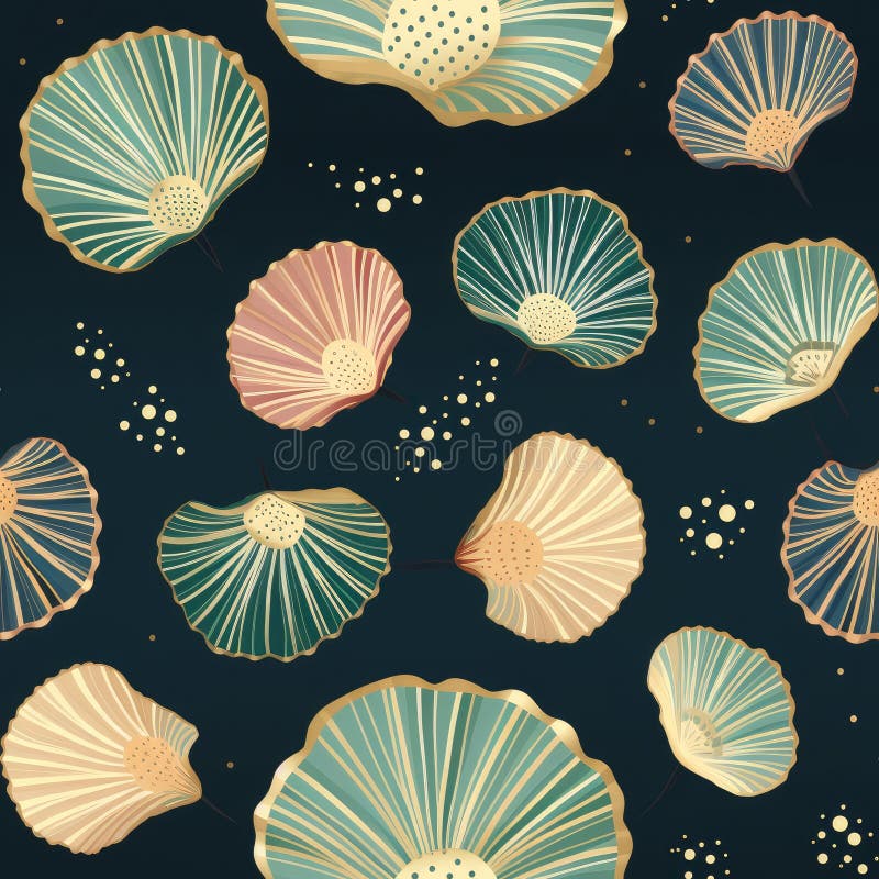 Shells Seamless Pattern. Generate Ai Stock Illustration - Illustration ...
