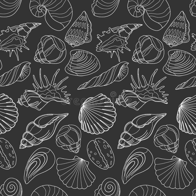 1443 Shells, Seamless Pattern with Sea Shells in Monochrome Colors ...