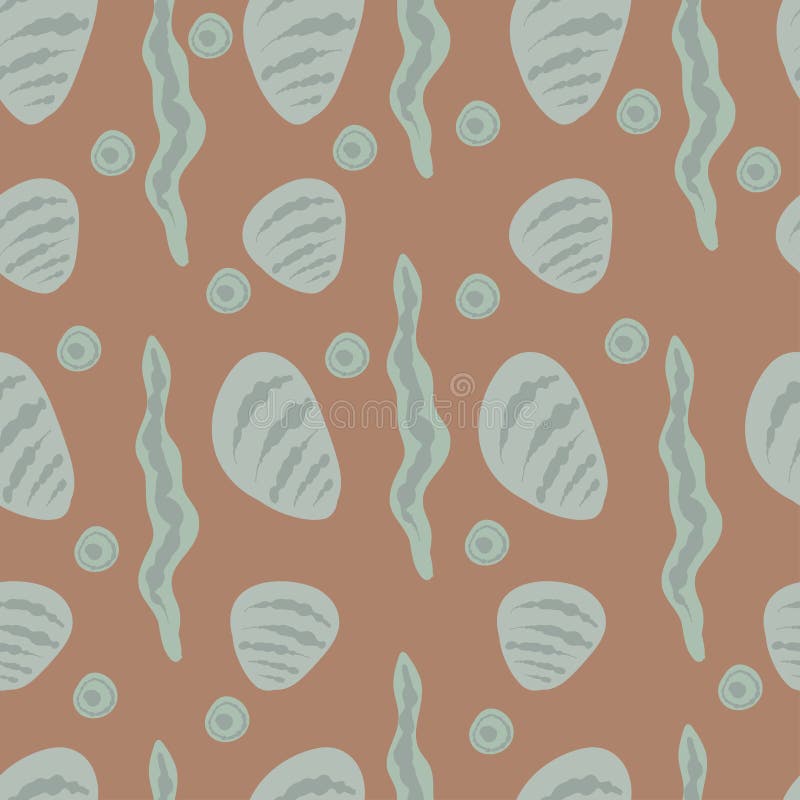 Shells Seaweed Seamless Pattern Flat Design Stock Vector - Illustration ...