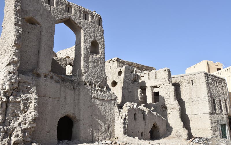 Ruined Stone Buildings in Nizwa, Oman Stock Image - Image of middle ...