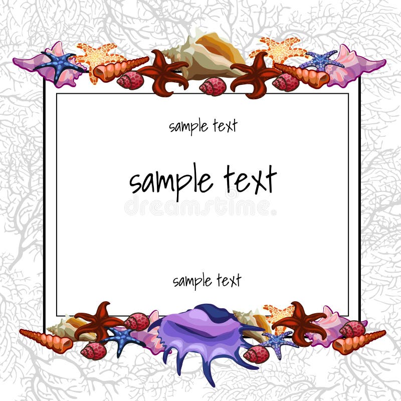 Shells and Shellfish of the Text Frame Stock Vector - Illustration of ...