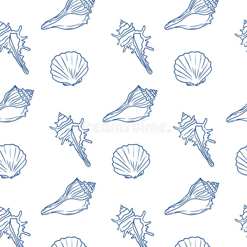 Shells in a Simple Repeating Pattern on a White Background for Beach-themed Decor Stock Photo ...