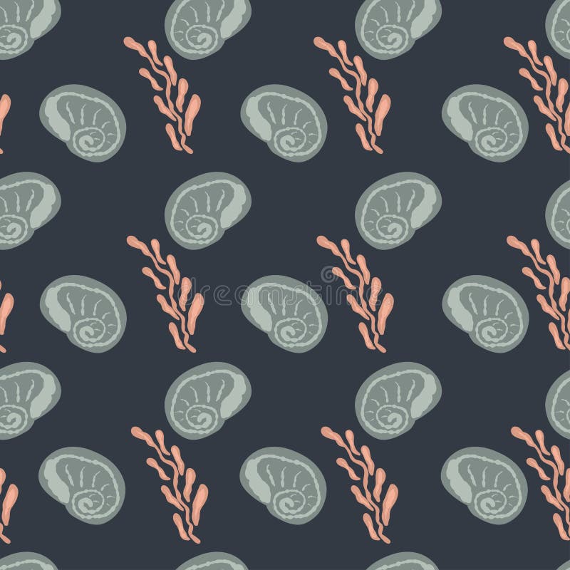 Shells Undersea Retro Seamless Pattern Flat Design Stock Vector ...