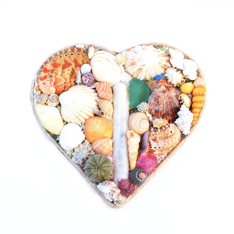 A Valentines Card With Heart Of Shells Stock Image - Image of frame ...