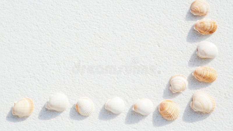 Shells on a White Sand Beach Stock Photo - Image of stark, loose: 376321752