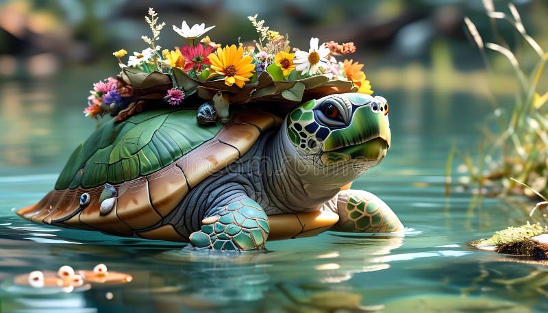 Shelly the Turtle Has a Beautifully Patterned Shell in Green and Brown ...