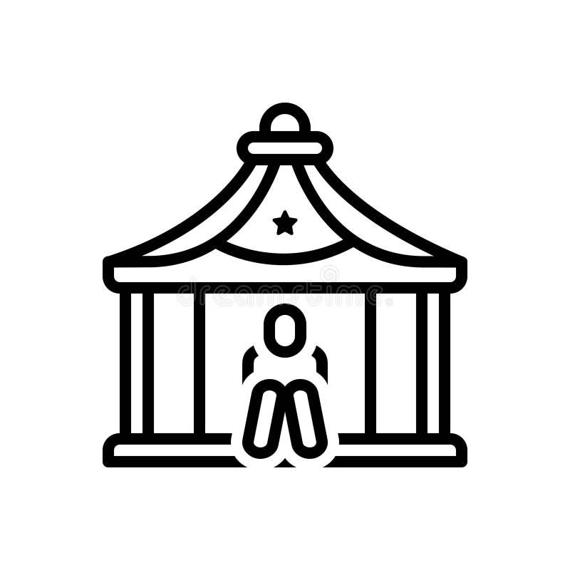 Black Line Icon for Shelter, Refuge and Tent Stock Vector ...
