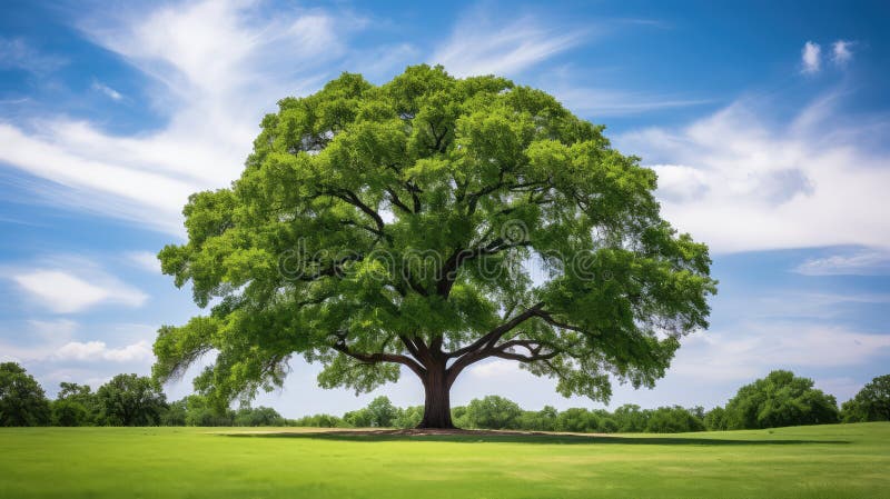 Shelter tree on lawn stock illustration. Illustration of ctrast - 336023210