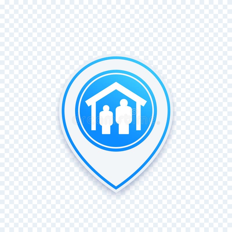 Shelter Vector Icon with House and People Stock Illustration ...
