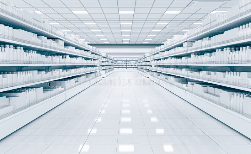 Shelves with Blank Goods in the Store. Stock Illustration ...