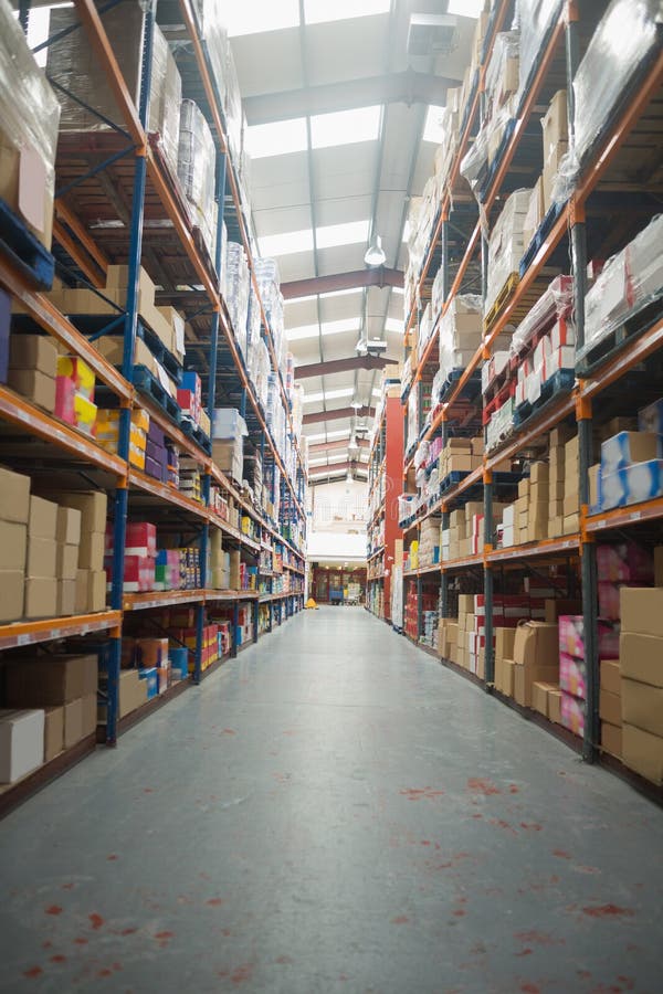 Shelves with Boxes in Warehouse Stock Image - Image of business, rack ...