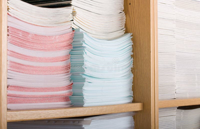 Shelves with brochures stock image. Image of pile, bookshelf - 22960965