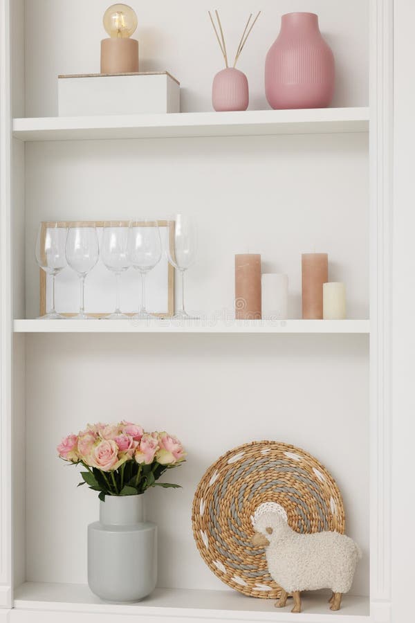 Shelves with Different Decor Indoors. Interior Design Stock Image ...