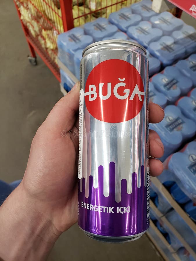 Shelves of Energy Drink Buga Editorial Photo - Image of produce, blue ...