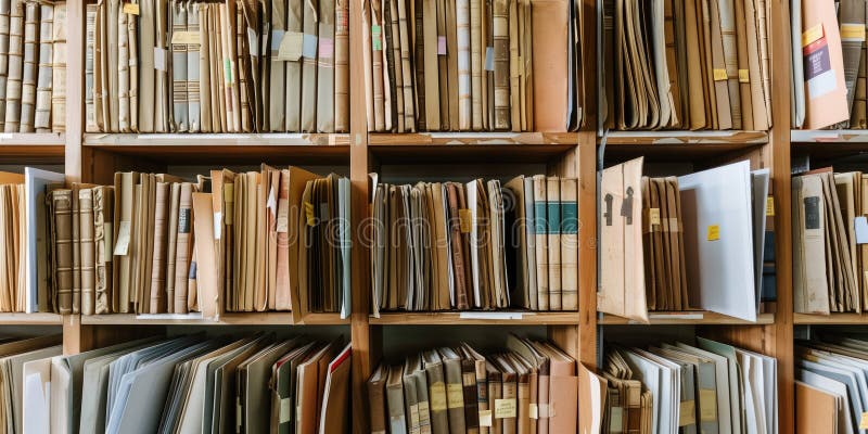 Shelves Filled with Books, Files, and Manuscripts Arranged ...